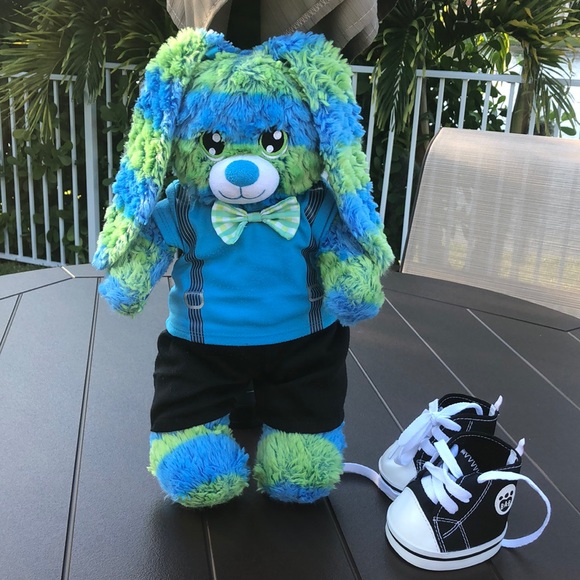 Build-A-Bear | Toys | Build A Bear Blue Long Ear Bunny With Bab Clothes ...